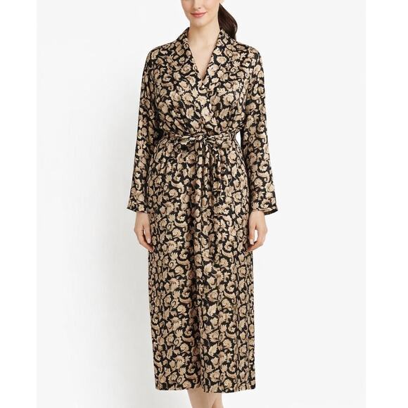 Talbots | Intimates & Sleepwear | Talbots Satin Black And Gold Floral ...